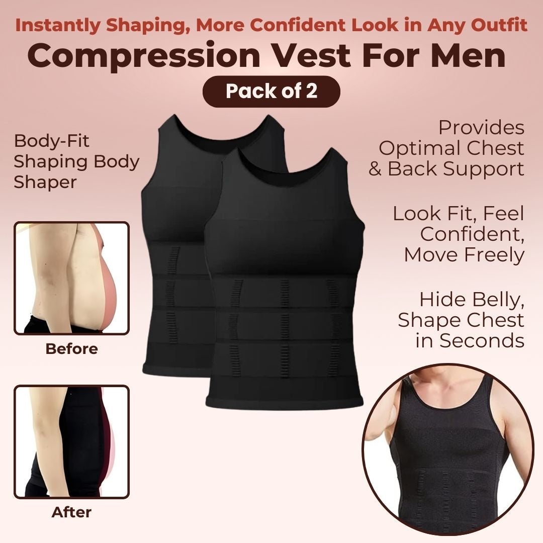 High Compression Vest For Men Pack Of 2 With FREE 30 Day Diet Chart eB ...